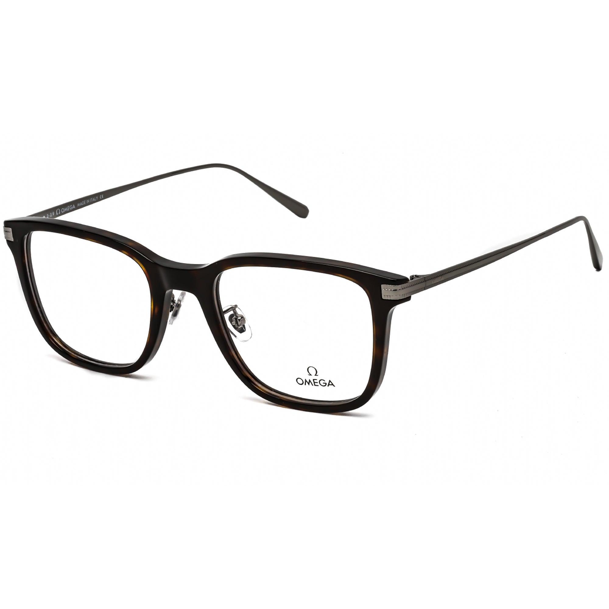 Omega Men's Eyeglasses - Clear Demo Lens Dark Havana Square Frame | OM