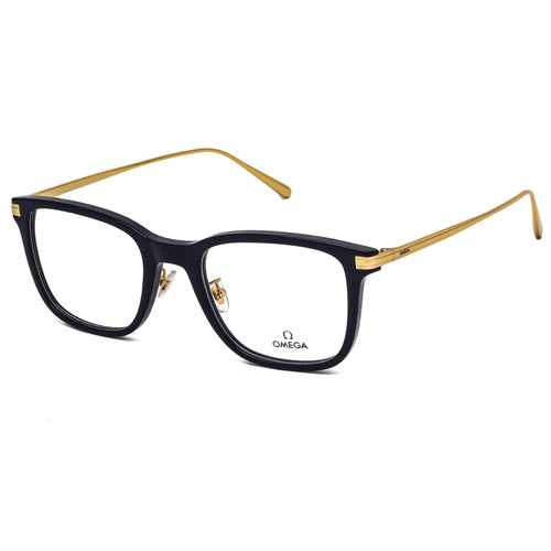 Omega Men's Eyeglasses - Clear Demo Lens Shiny Blue/Gold Square Frame