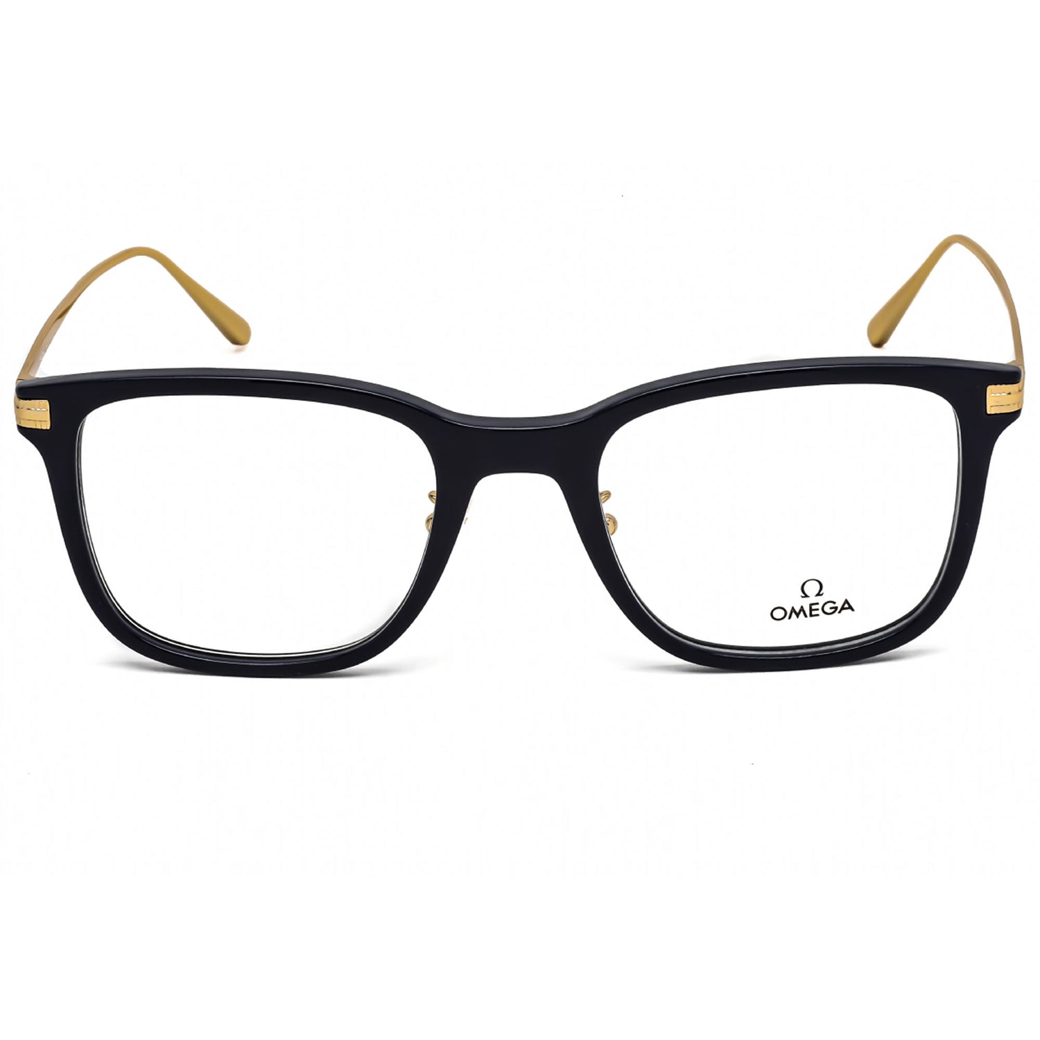 Omega Men's Eyeglasses - Clear Demo Lens Shiny Blue/Gold Square Frame ...
