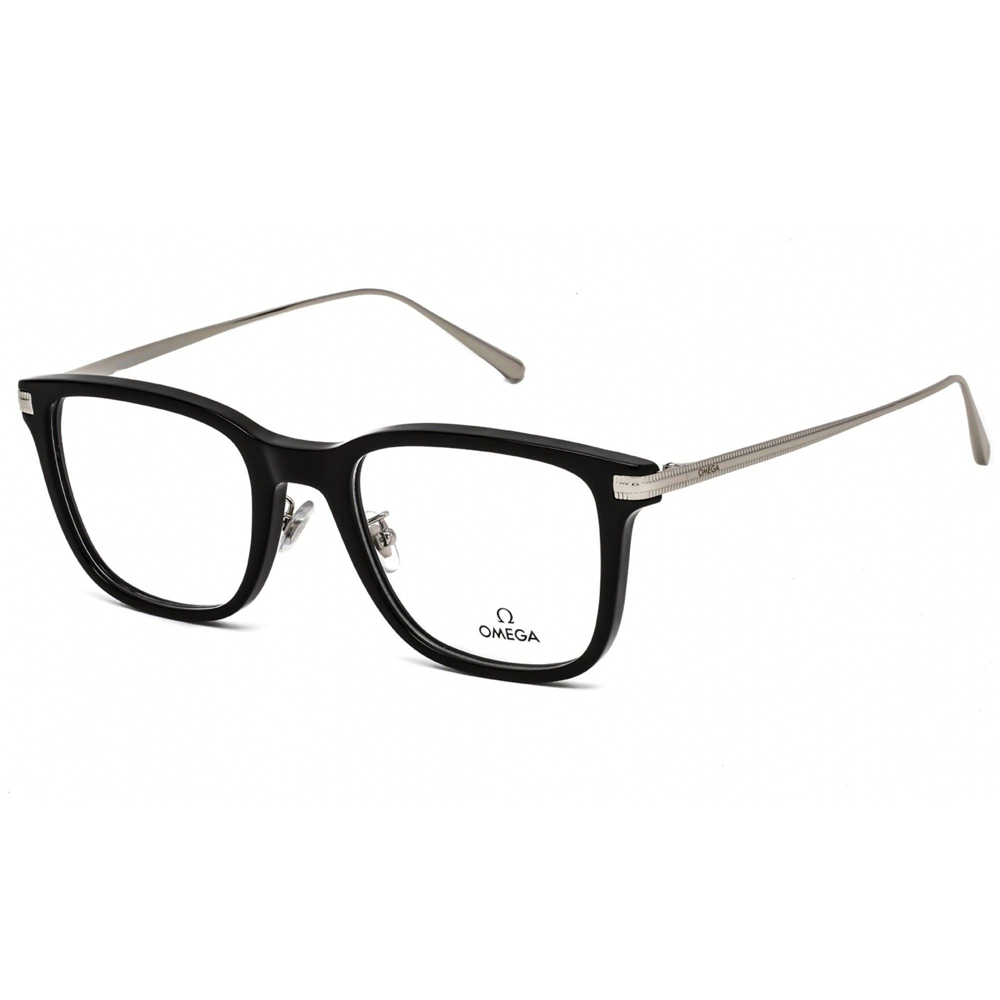 Omega Men's Eyeglasses - Clear Lens Shiny Black/Smoke Square Frame | O
