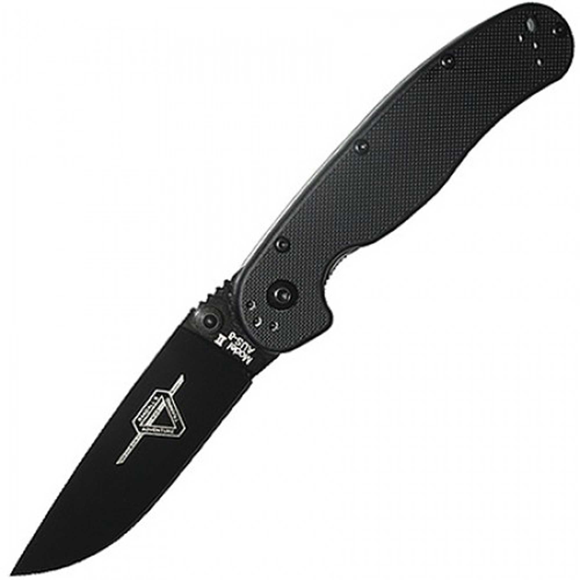 Ontario Knife Company Folding Knife - RAT II Black Blade Liner Lock Ty