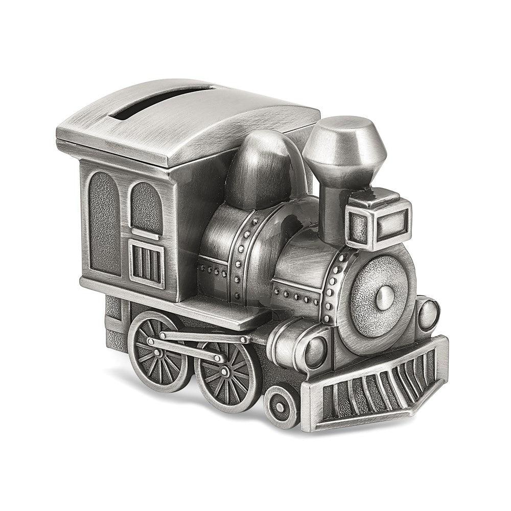 Pewter-tone Finish Small Train Bank