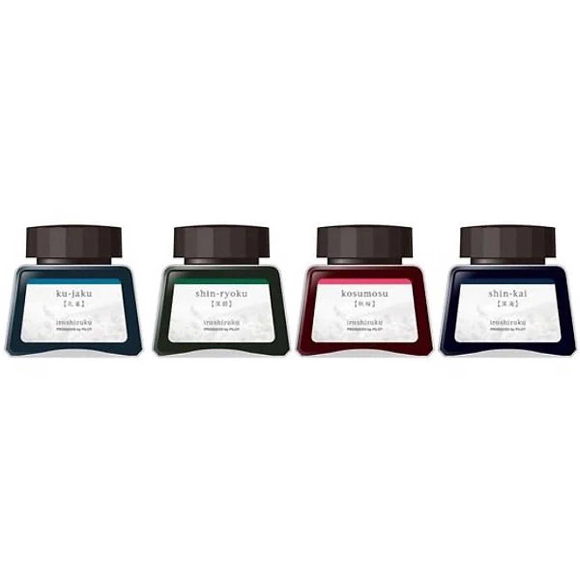 Pilot Ink Bottles - Iroshizuku Dye-Based Glass Fountain Pen, Set of 4,
