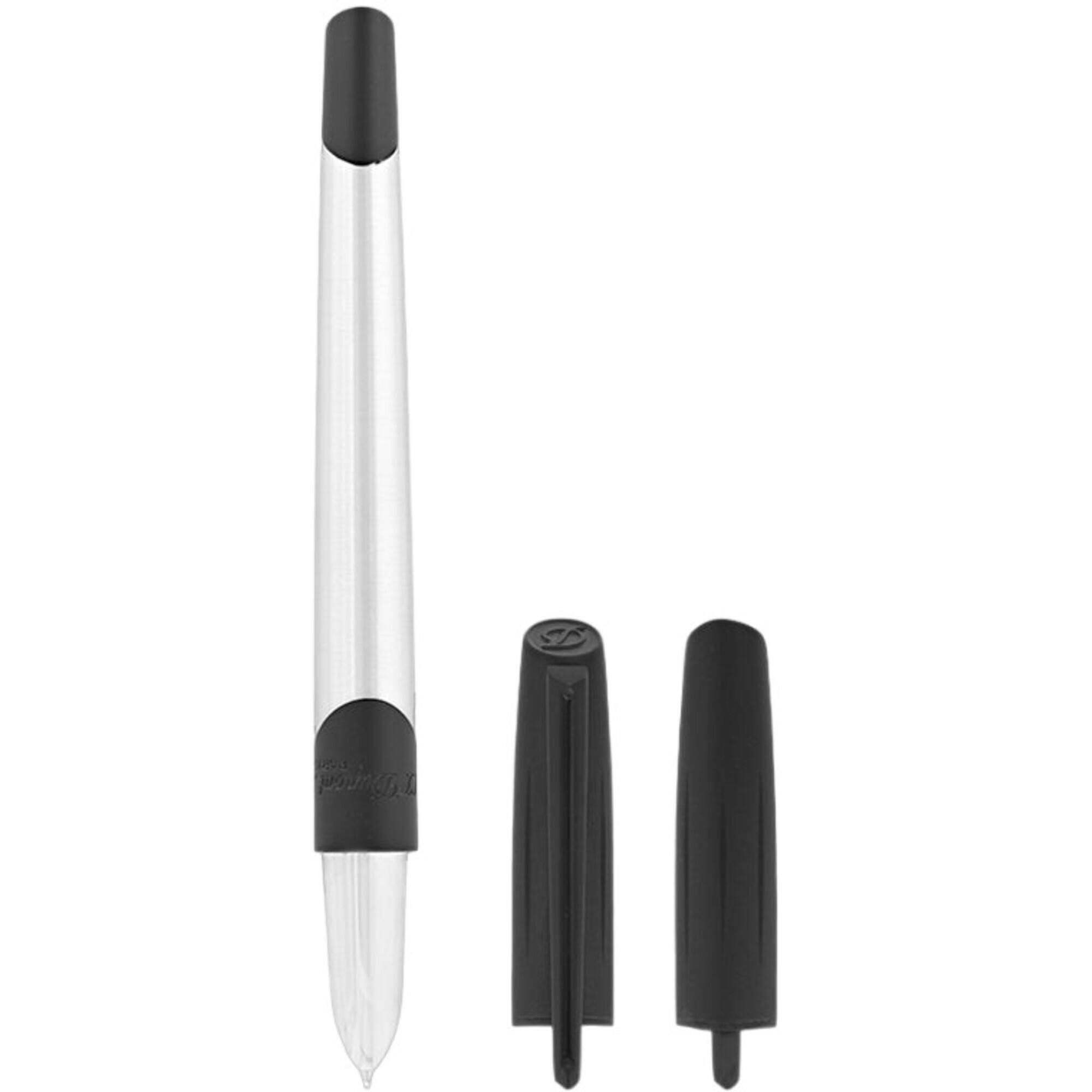 S.T. Dupont Fountain Pen - Defi Millenium Chrome and Shiny Black Brass