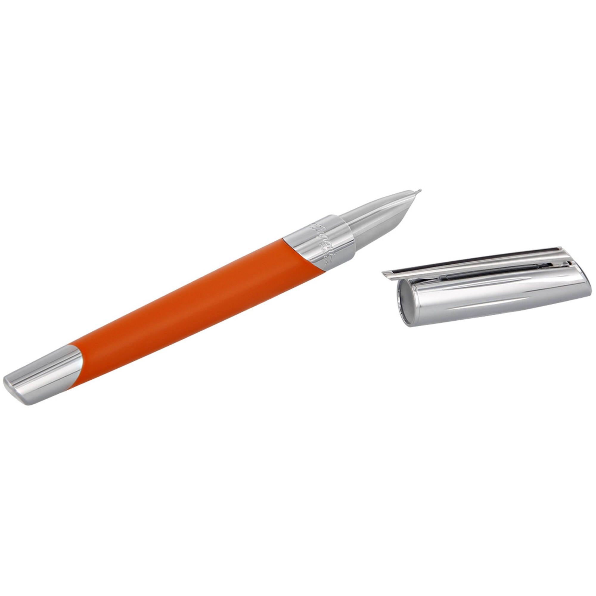 S.T. Dupont Fountain Pen - Defi Millenium Matte Orange and Chrome, Med