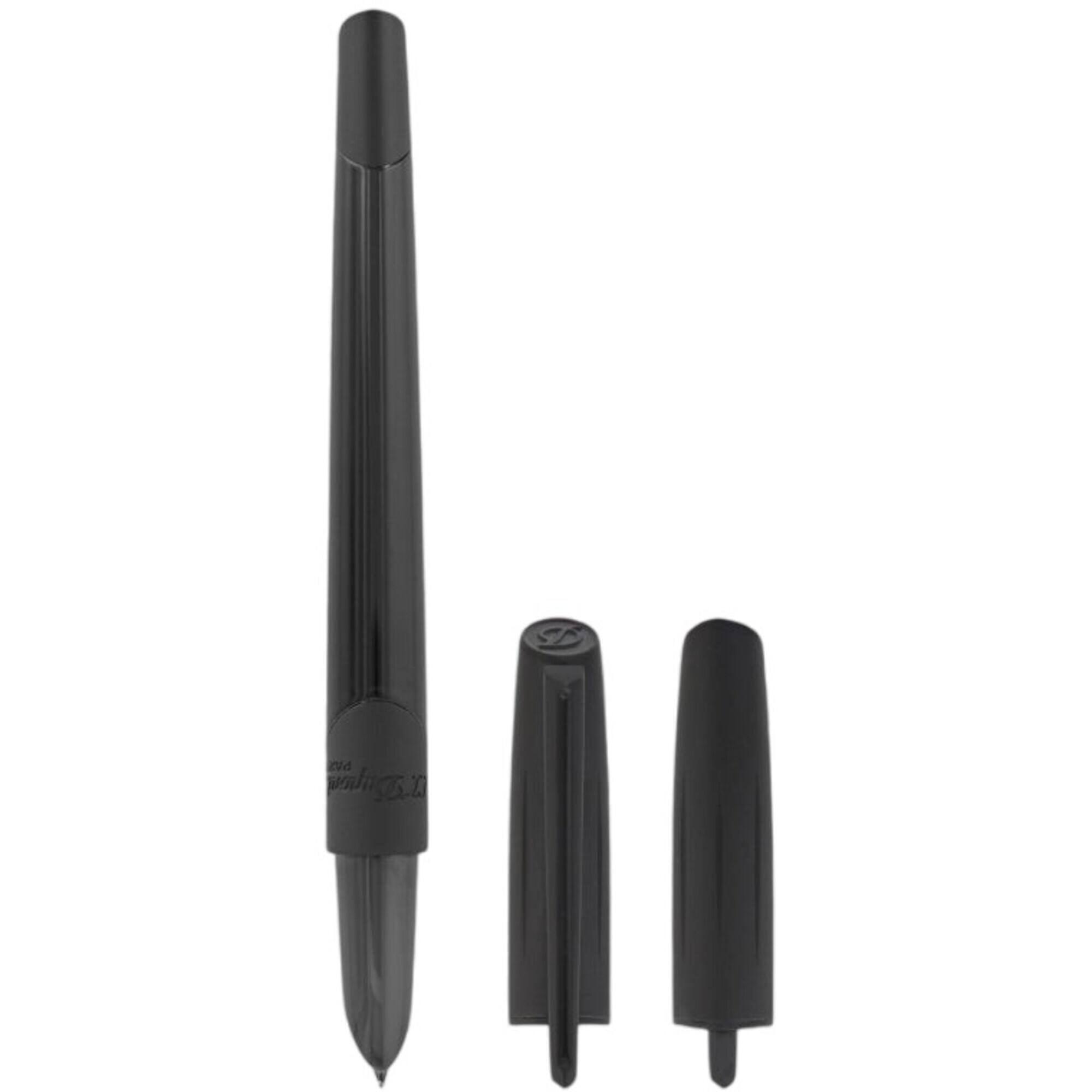 S.T. Dupont Fountain Pen - Defi Millenium Shiny Black Brass, Medium Ni