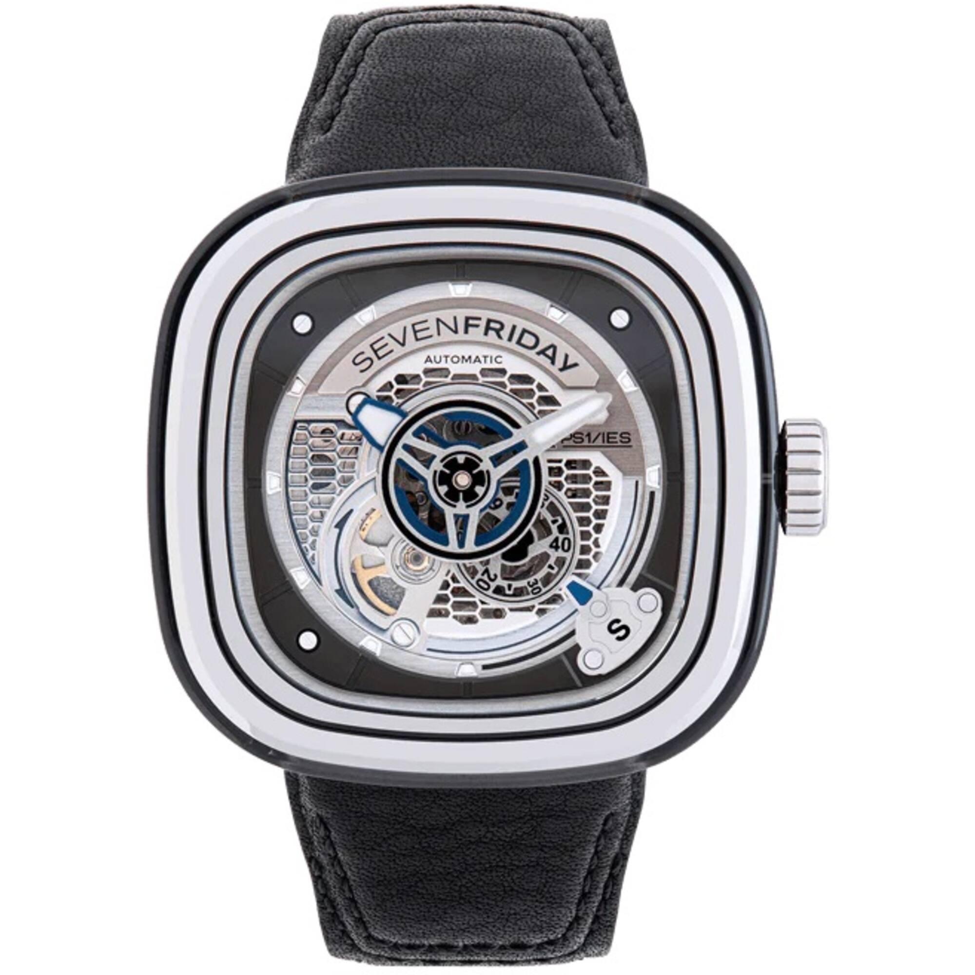 SevenFriday Unisex Watch - PS Series Automatic Black Genuine Leather S