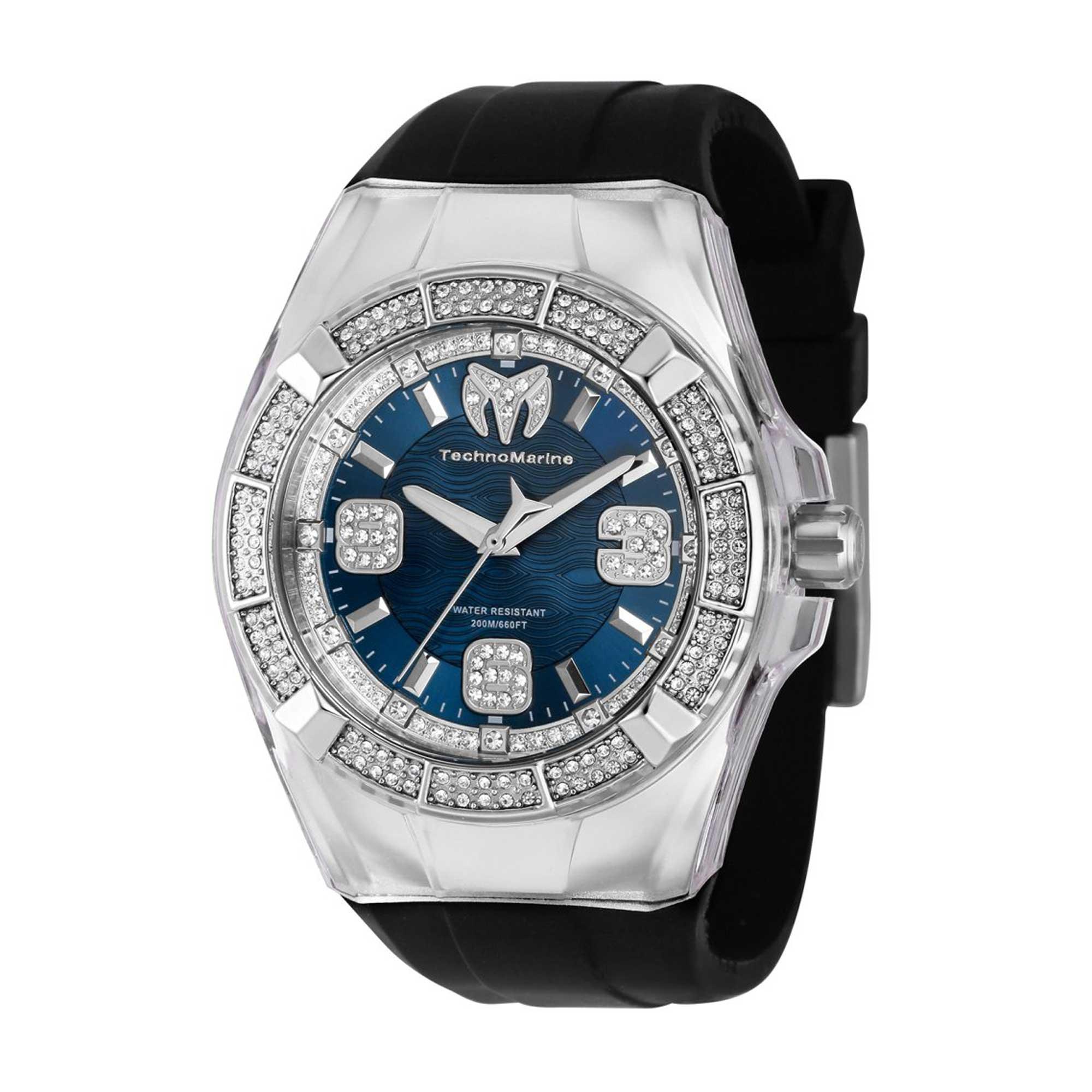 Technomarine Men's Watch - Cruise Glitz Blue Dial Black Silicone Strap