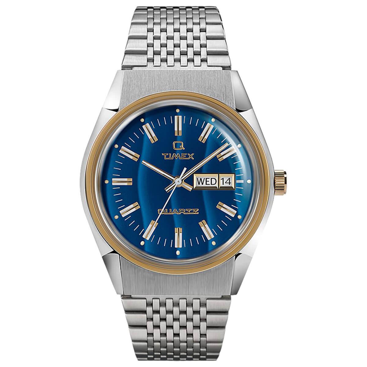 Timex Men's Quartz Watch - Q Reissue Bracelet Blue Falcon Eye Dial | T
