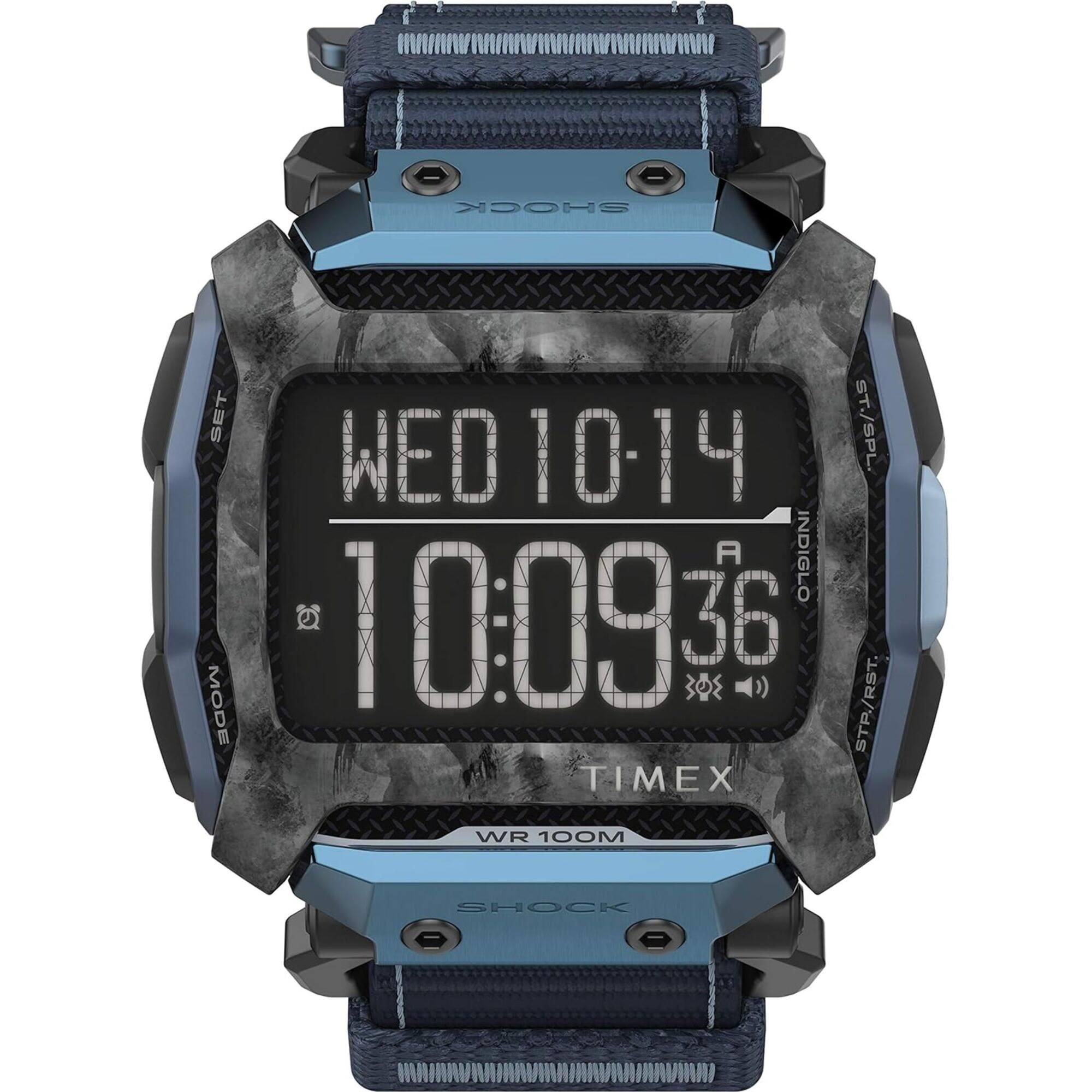 Timex Men's Watch - Command Shock Blue Fabric Strap Chrono Digital Dial ...