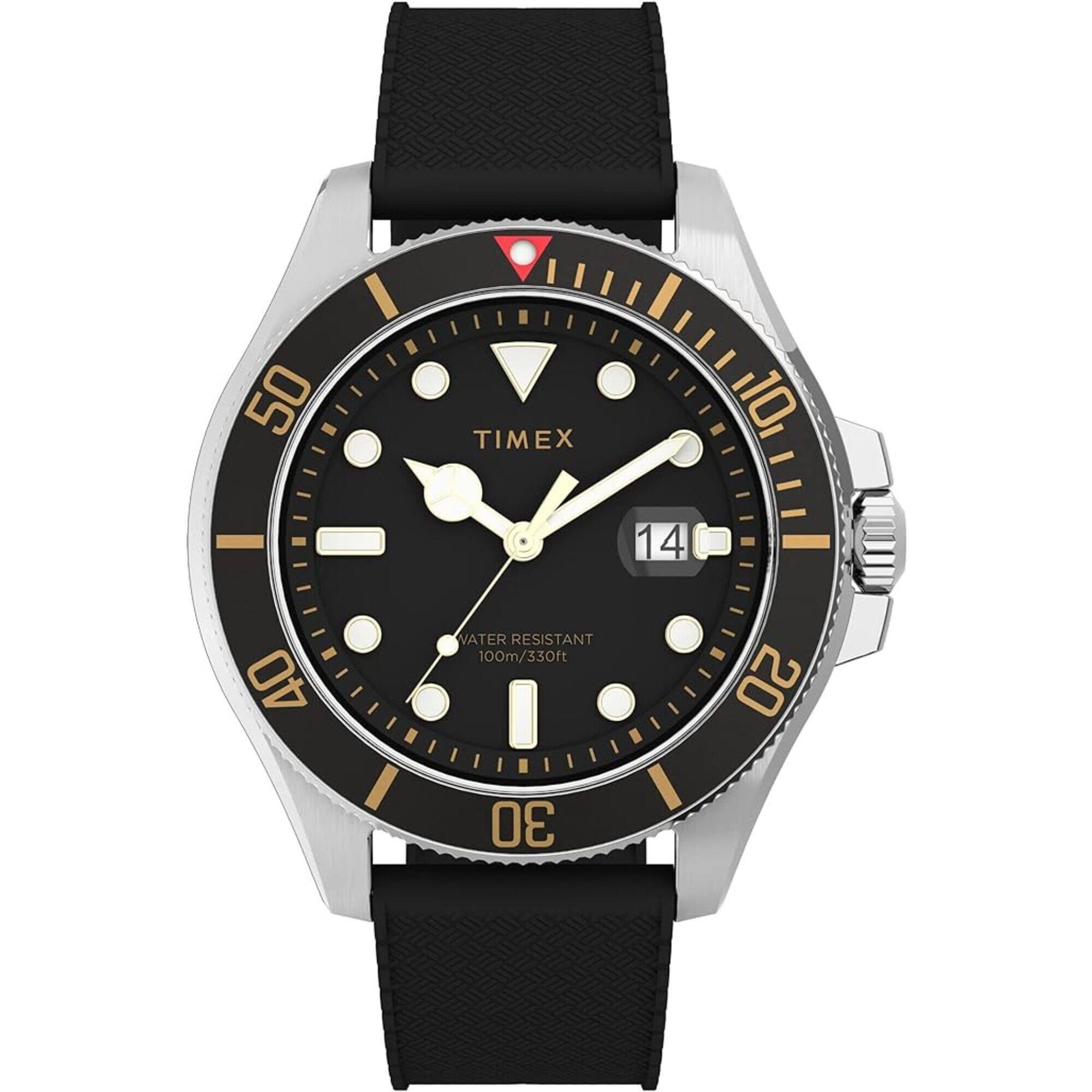 Timex Men's Watch - Harborside Coast Rotating Bezel Black Rubber Strap