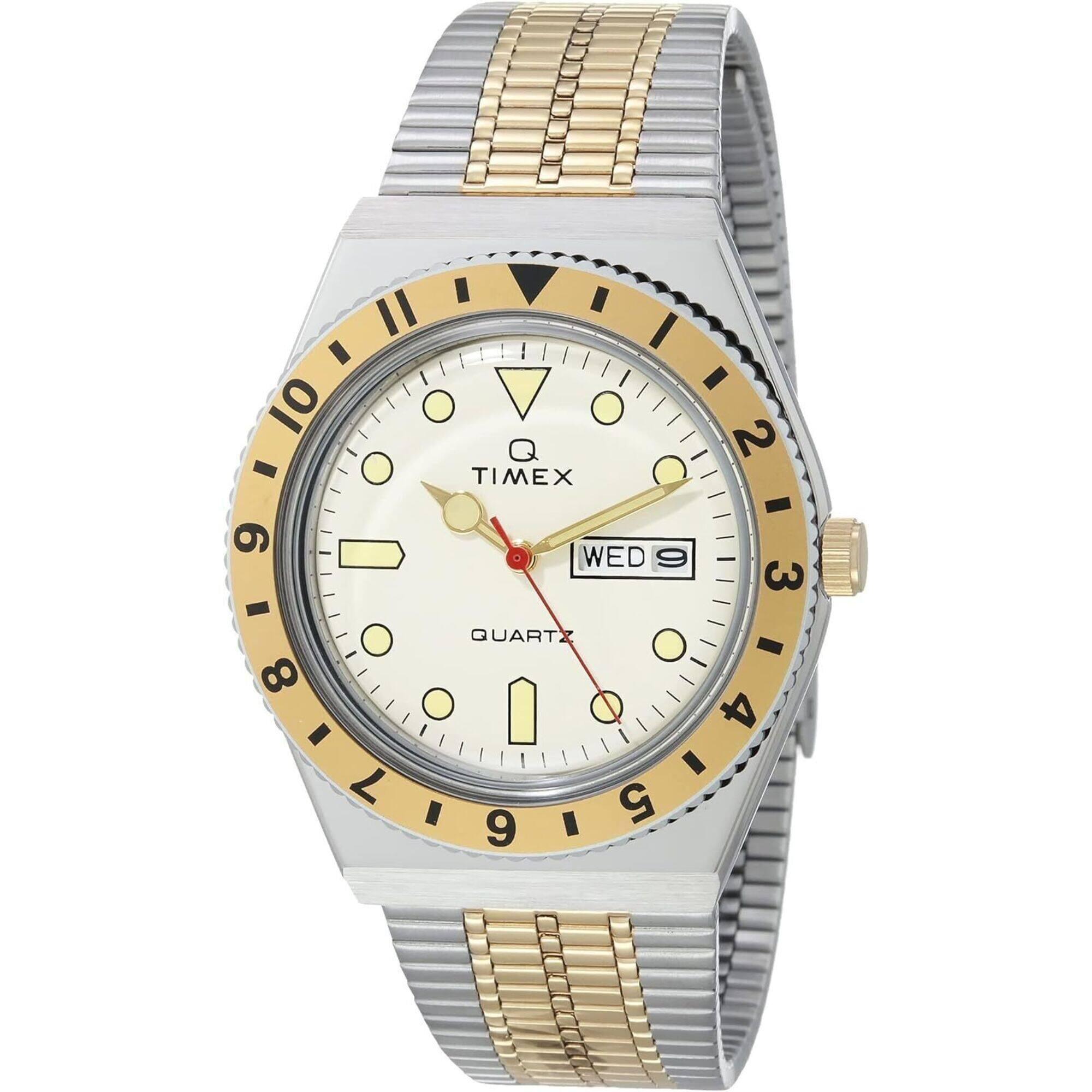 Timex Men's Watch - Q Diver Rotating Bezel Champagne Dial Steel Bracel