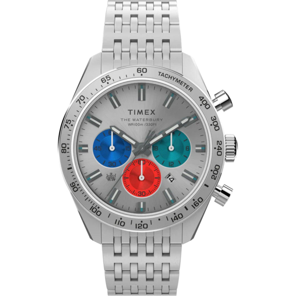 Timex Men's Watch - The Waterbury Chronograph Rotating Bezel Silver Di
