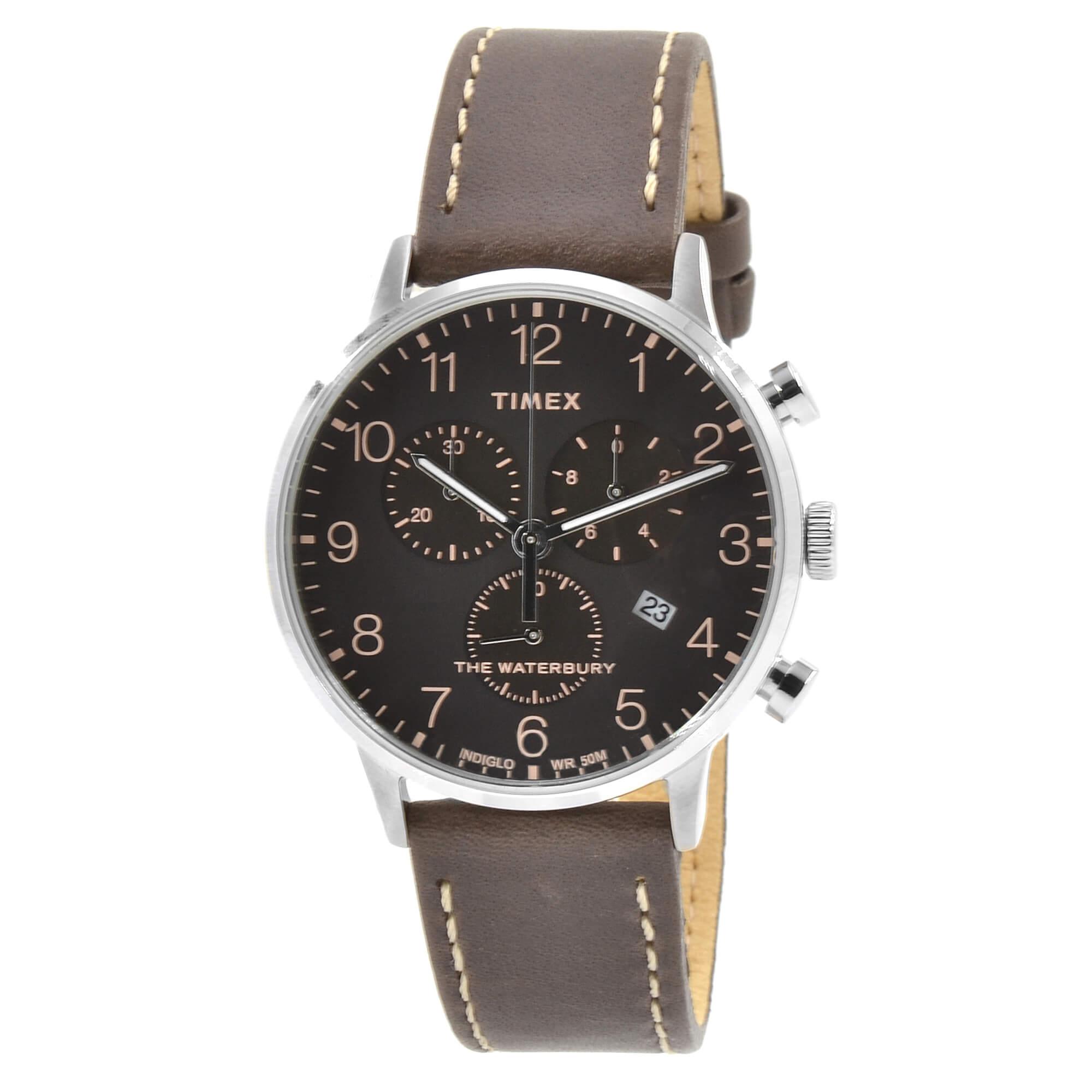 Timex Men's Watch - Waterbury Chronograph Date Display Black Dial Strap ...