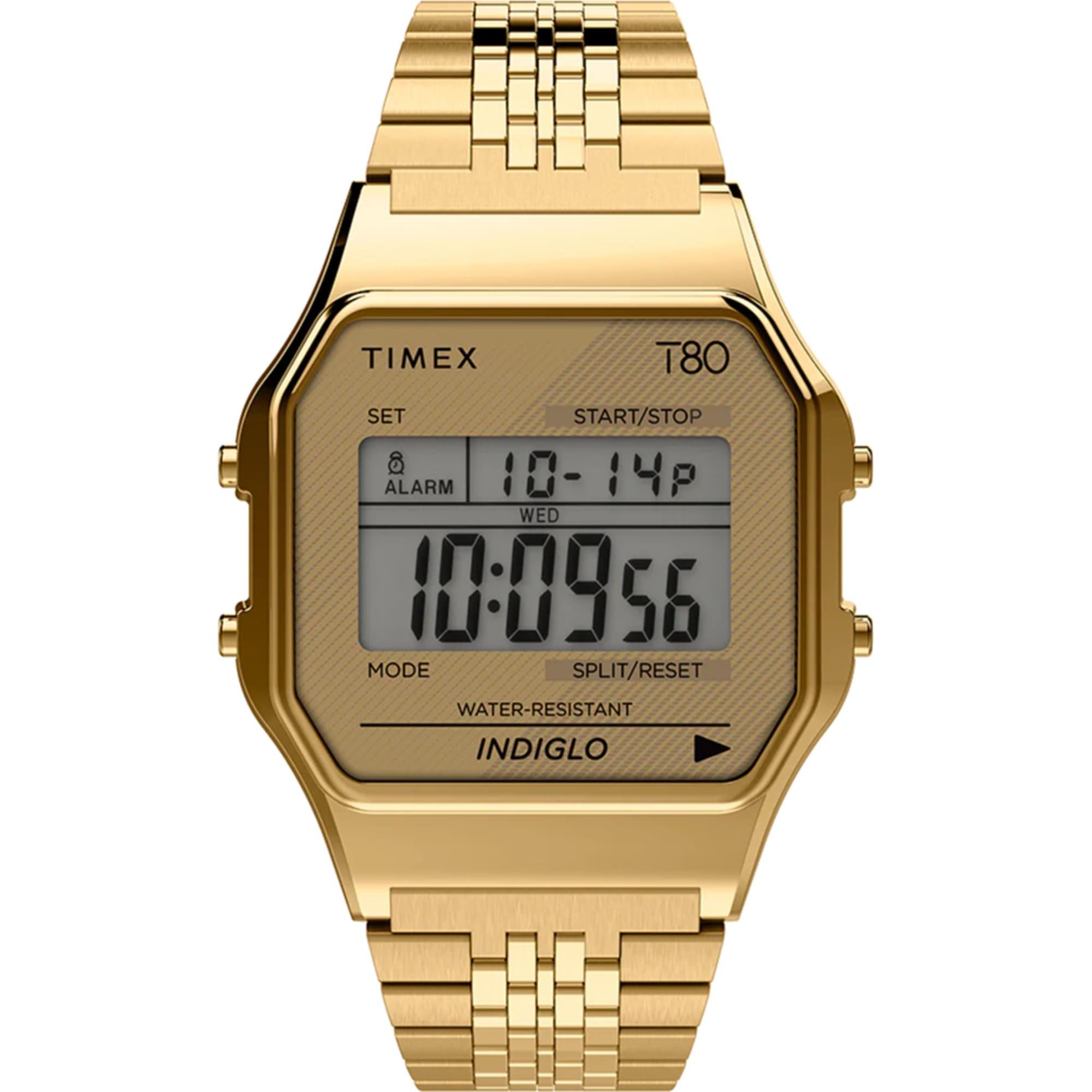 Timex Unisex Watch - T80 Yellow Gold Stainless Steel Bracelet Digital