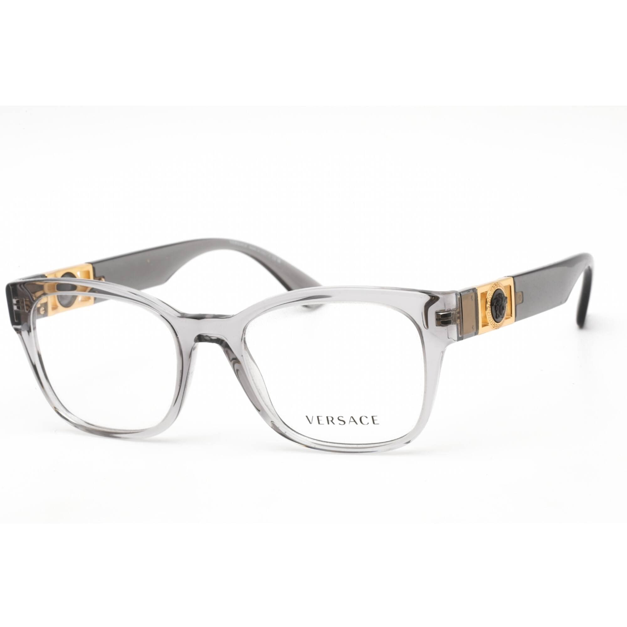 Versace Men's Eyeglasses - Transparent Grey Rectangular Plastic Frame ...