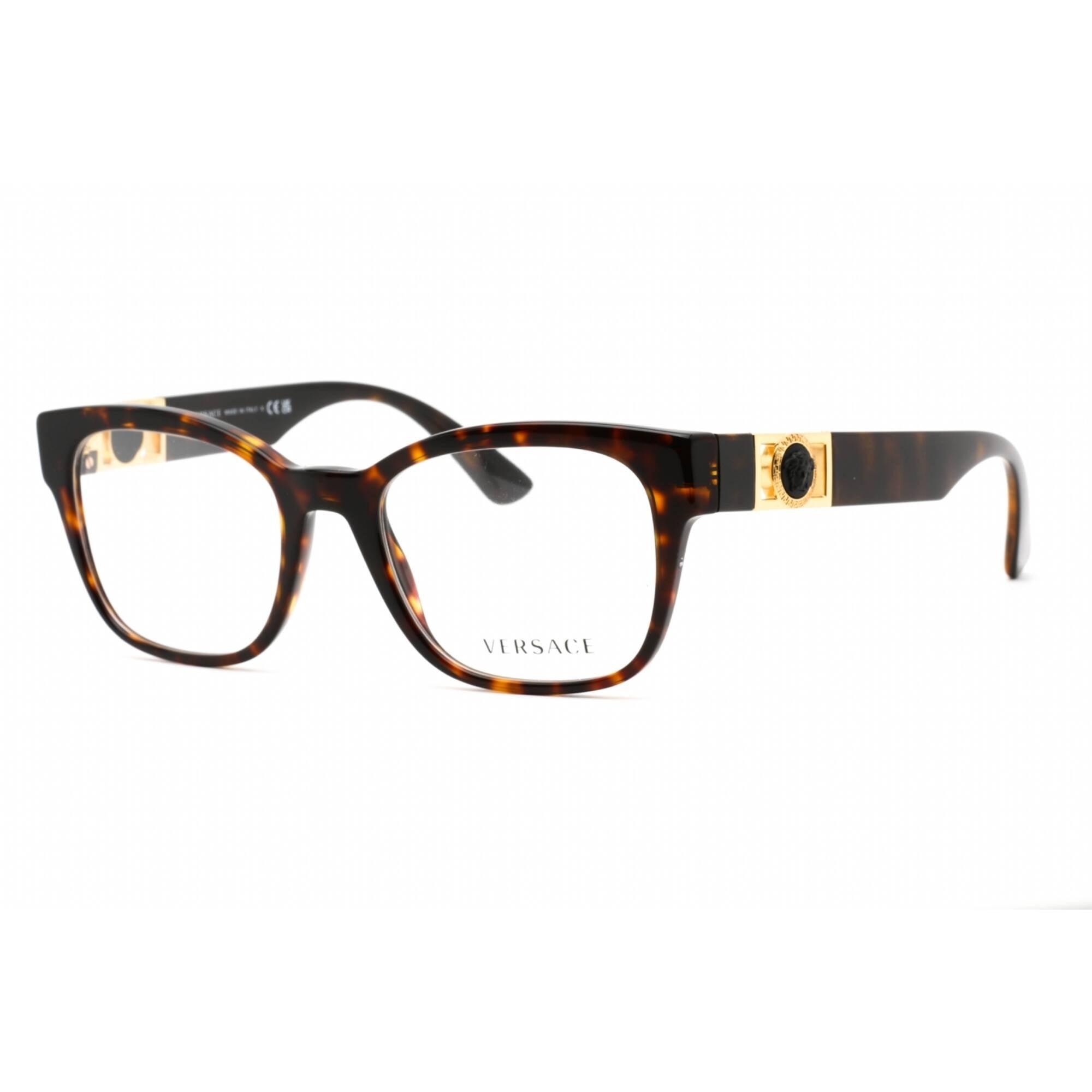 Versace Women's Eyeglasses - Full Rim Rectangular Havana Plastic Frame