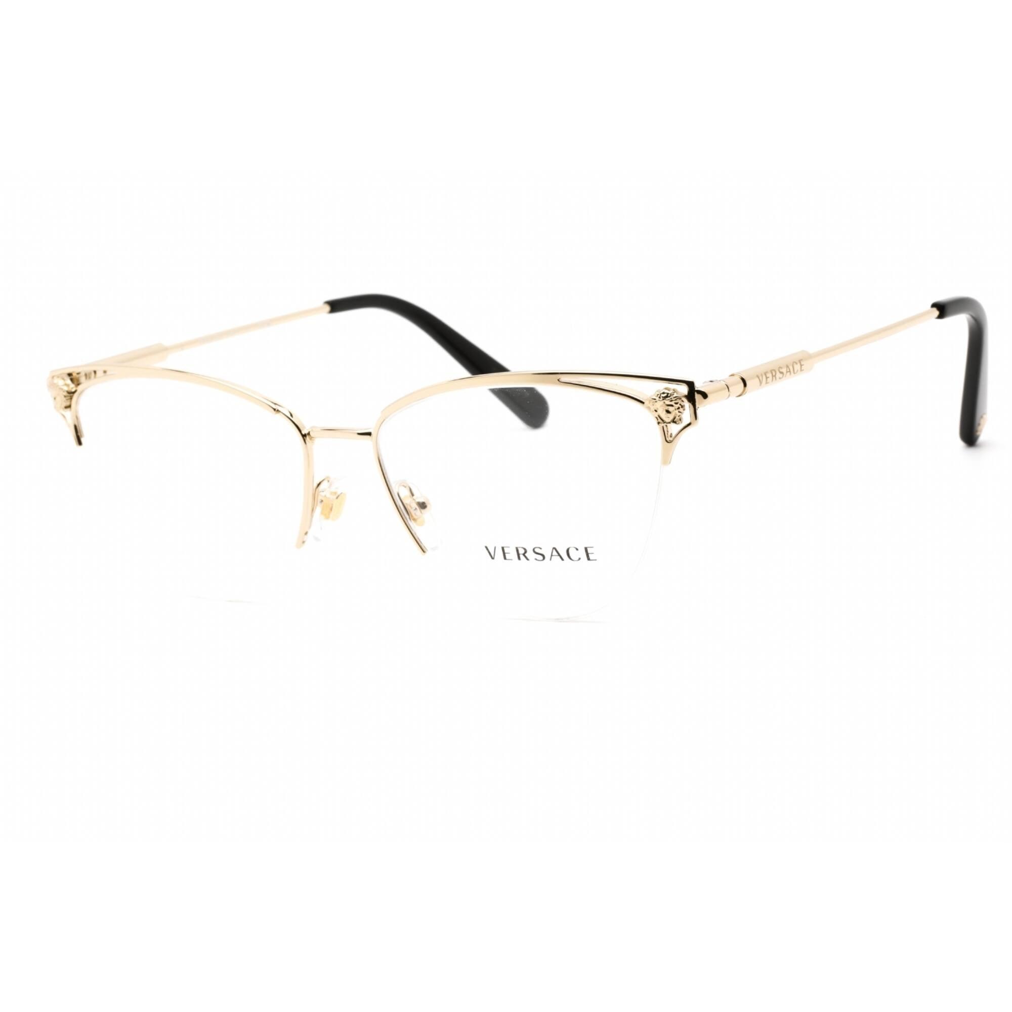 Versace Women's Eyeglasses - Half Rim Cat Eye Pale Gold Metal Frame