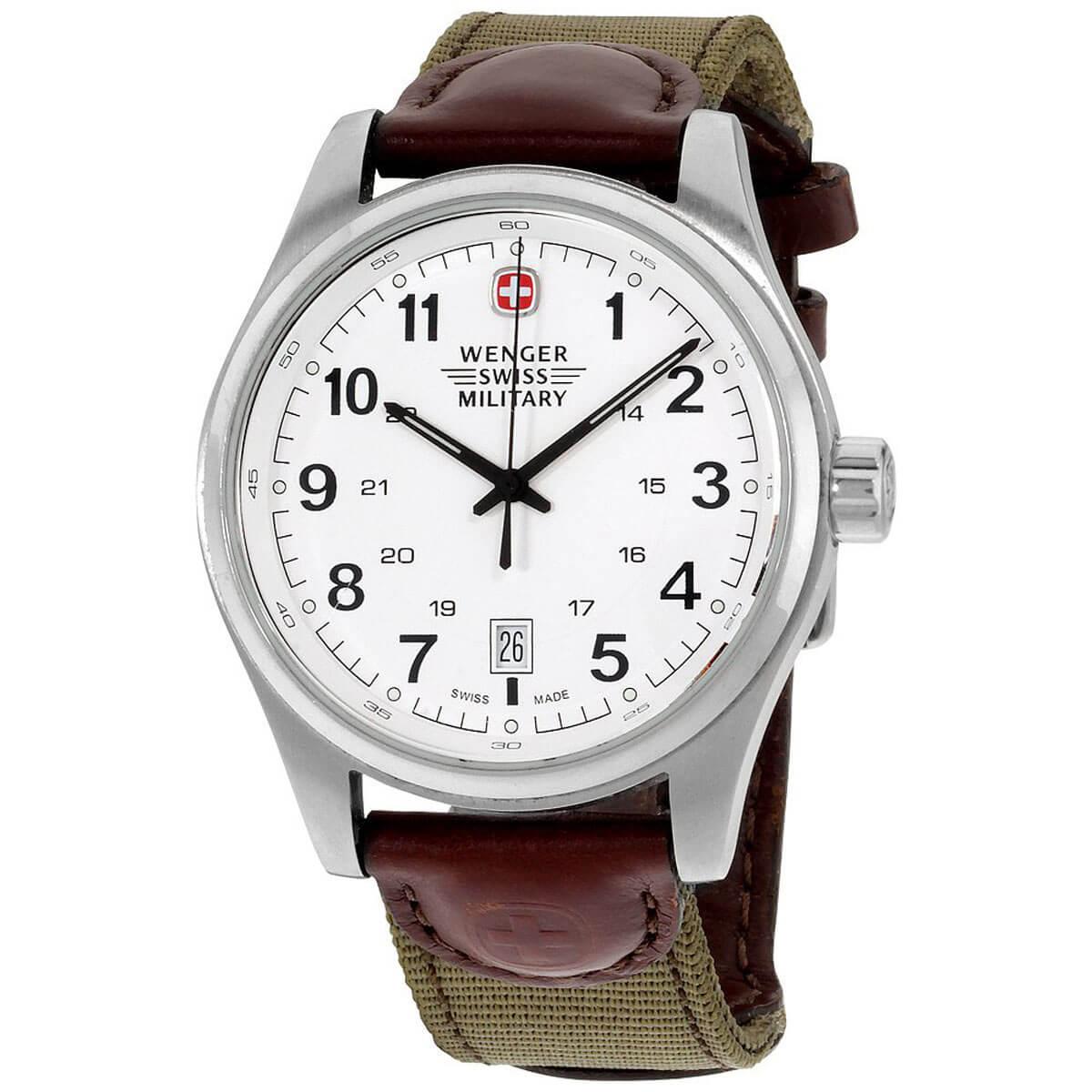 Wenger Men's Watch - Terragraph White Dial Swiss Leather and Nylon ...