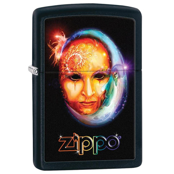 Zippo 28669 Venetian Mask Black Matte Classic Windproof Pocket Lighter